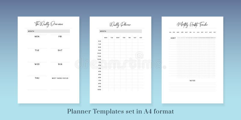 Bullet Journal, Planner, Habits Tracker Printable Template Stock ...