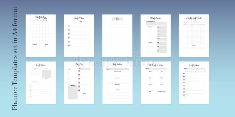 Bullet Journal, Planner, Habits Tracker Printable Template Stock ...