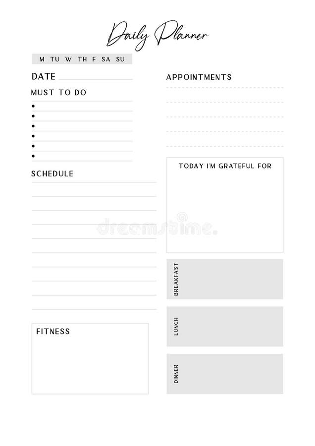 Bullet Journal, Planner, Habits Tracker Printable Template Stock ...