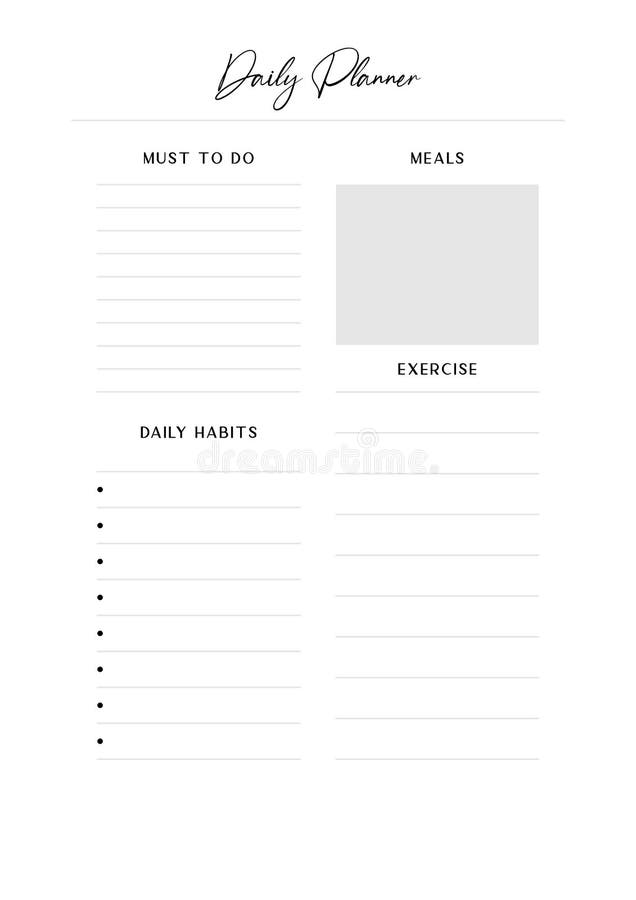 Bullet Journal, Planner, Habits Tracker Printable Template Stock ...