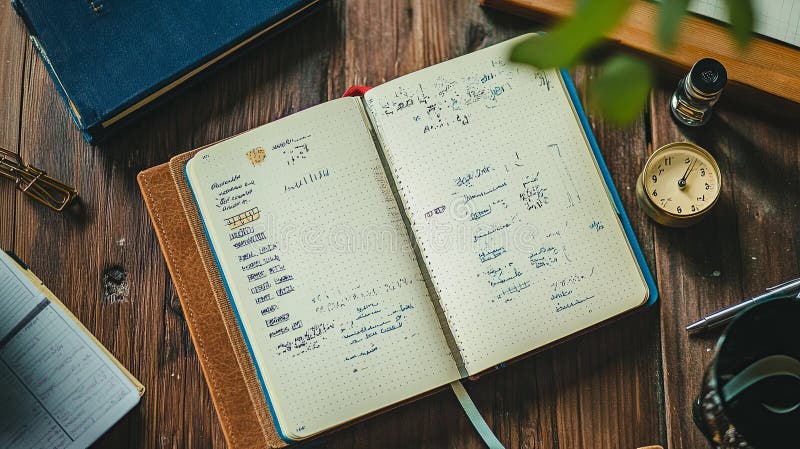 Bullet Journaling: a Bullet Journal Open To a Study Tracker Page with ...