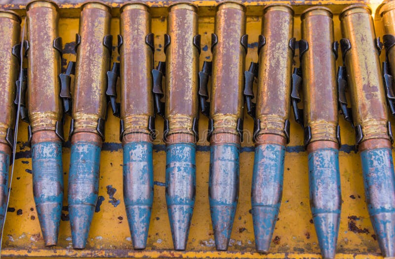 Bullet line on steel rack. stock image. Image of closeup - 87133785