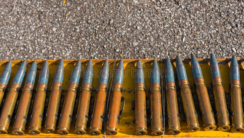 Bullet line on steel rack. stock photo. Image of closeup - 87134214