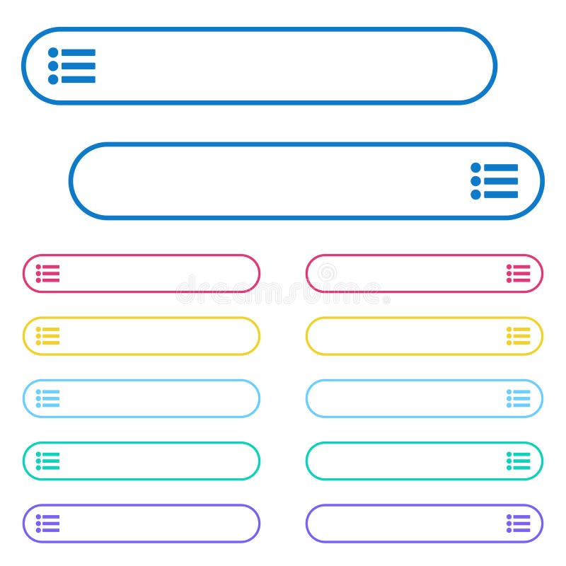 Bullet List Icons In Rounded Color Menu Buttons Stock Vector