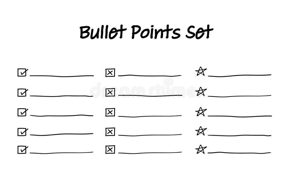 Bullet List Set of Check Symbols, Simple Design in Three Style Stock ...