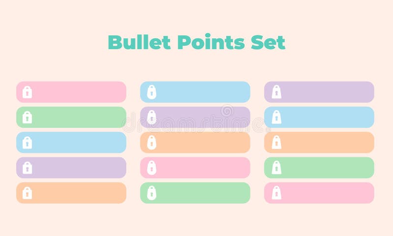 Bullet List Set of Padlock, Simple Design in Three Style Stock Vector ...