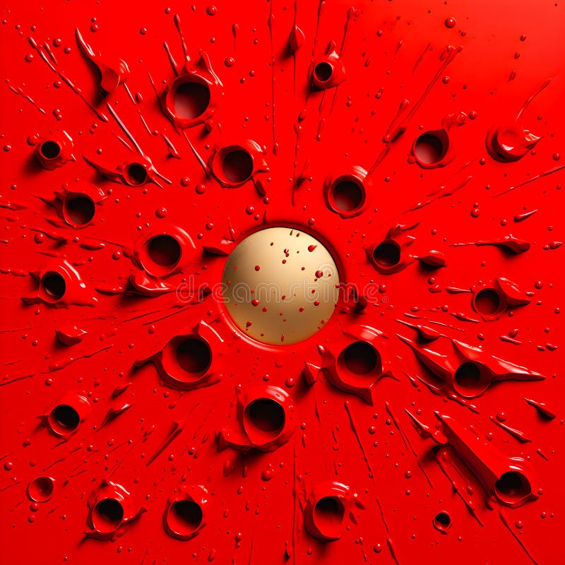 Bullet Marks on the Red Wall . Stock Illustration - Illustration of ...