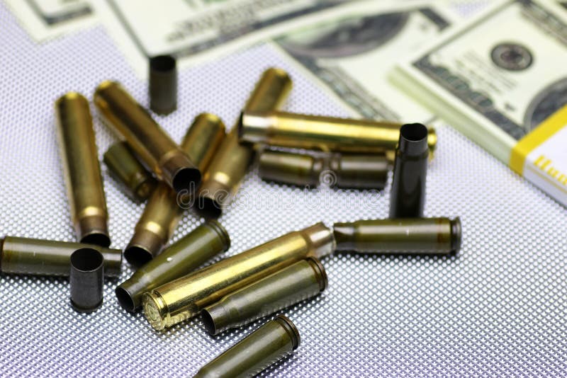 Bullet and Money Dollar on Silver Case Stock Photo - Image of kill ...