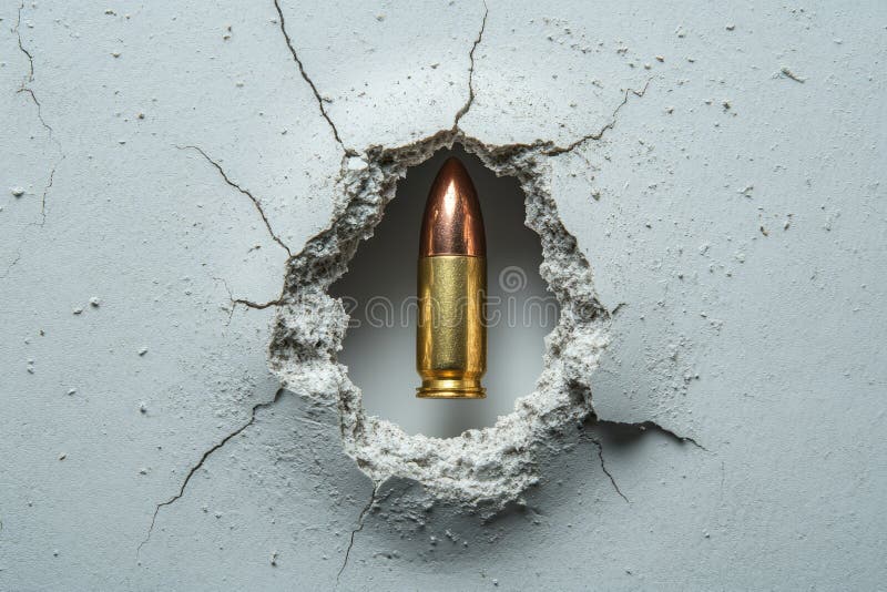 Bullet Passing through Concrete Wall Creating Hole Stock Illustration ...