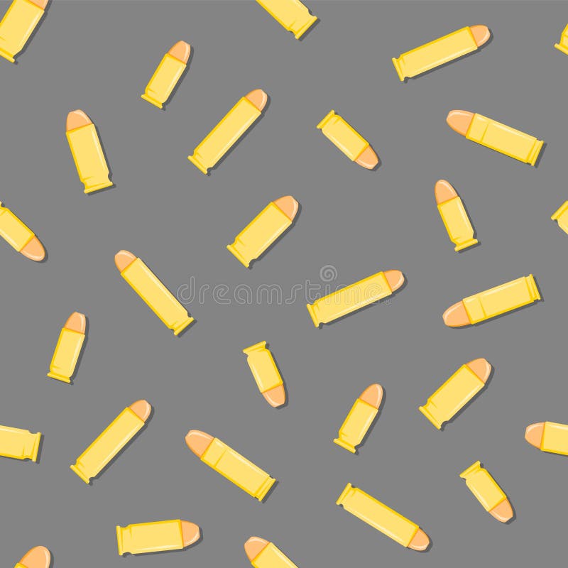 Bullet Pattern. Cartoon Seamless Background with Pistol Bullets on Gray ...