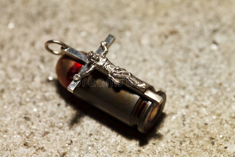 Cross with Bullet Hole stock image. Image of bullet, evening - 93901651