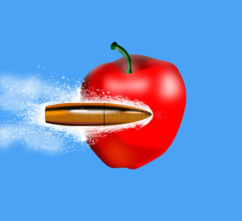 Bullet Penetrating an Apple Stock Illustration - Illustration of ...