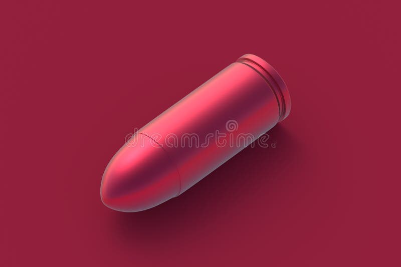 Bullet for Pistol of Magenta on Red Background. Stock Illustration ...