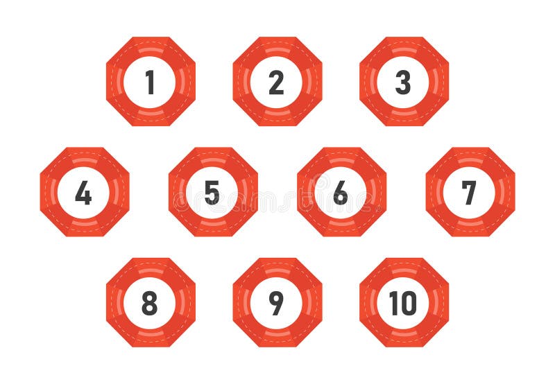 Red Umbrella Pattern Bullet Number Set Design Stock Vector ...