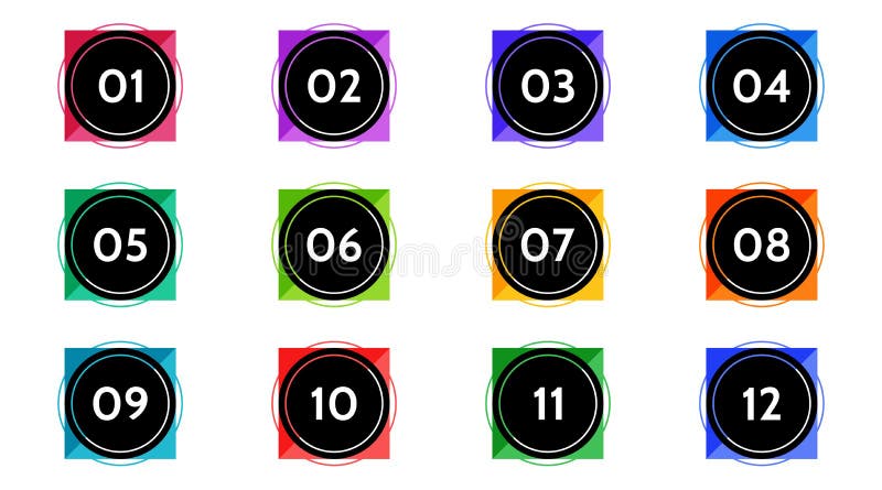 Bullet Points Data, Info Markers. Icon Arrow Set. Number Flags 1 To 12 ...