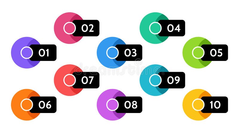 Bullet Points Data, Info Markers. Icon Arrow Set. Number Flags 1 To 10 ...