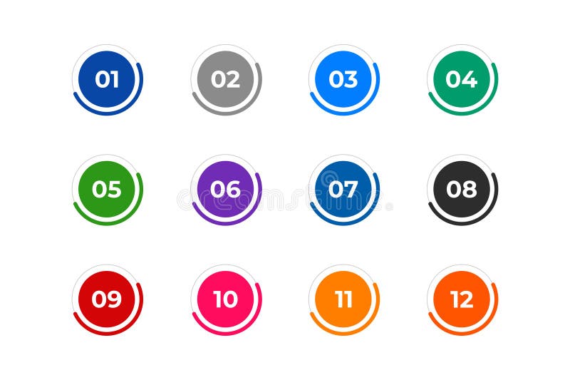 Bullet Points Numbers from One To Twelve Stock Illustration ...