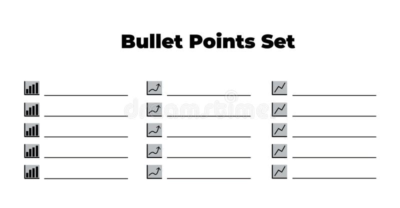 Bullet Points Set of Vector, Simple Design in Three Icon in Business ...