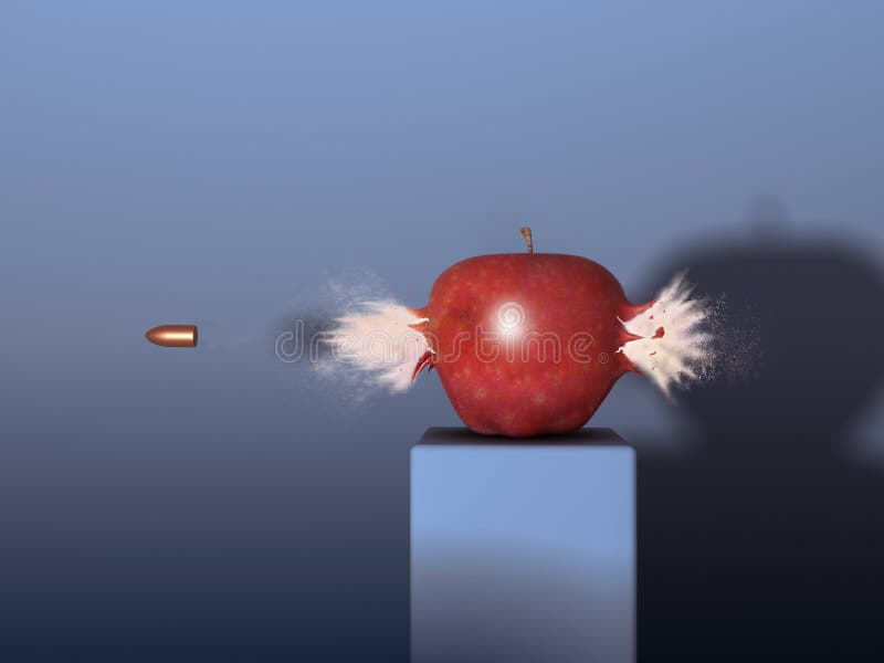 Bullet at the Precise Moment it Goes through an Apple Stock ...