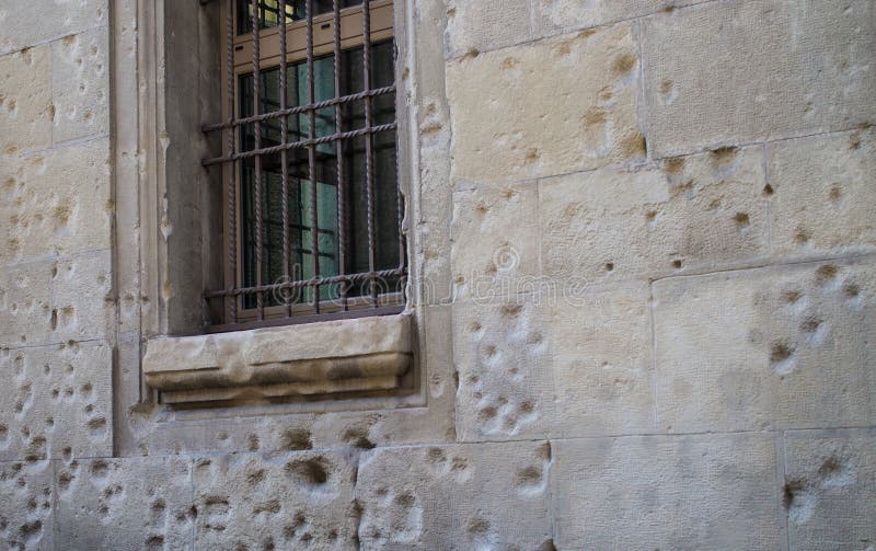 Bullet ridden wall stock photo. Image of bullet, combat - 90861290