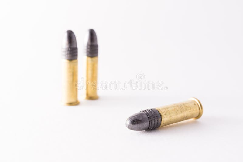 22 bullet rounds stock image. Image of brass, white - 260120509