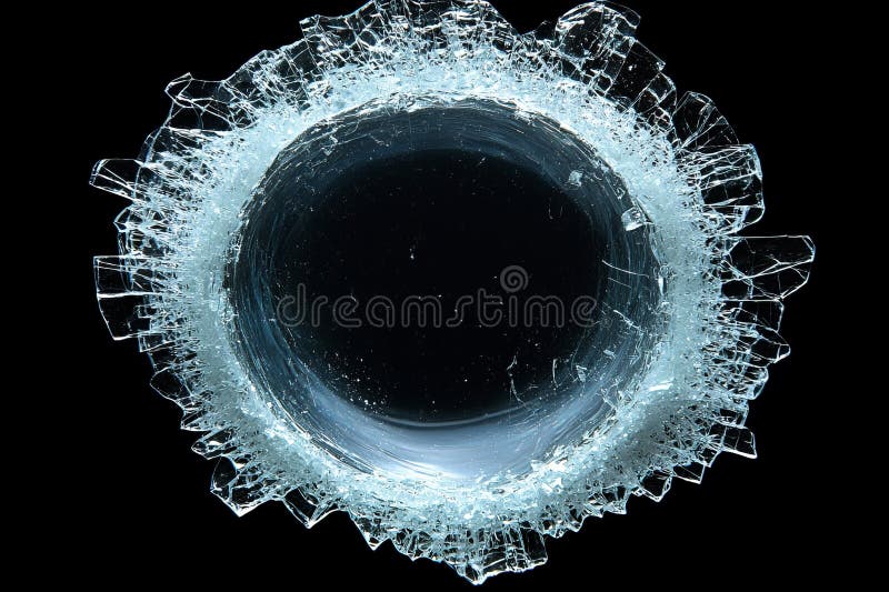 A Bullet Shattering Glass, Revealing Its Rough, Broken Texture Stock ...