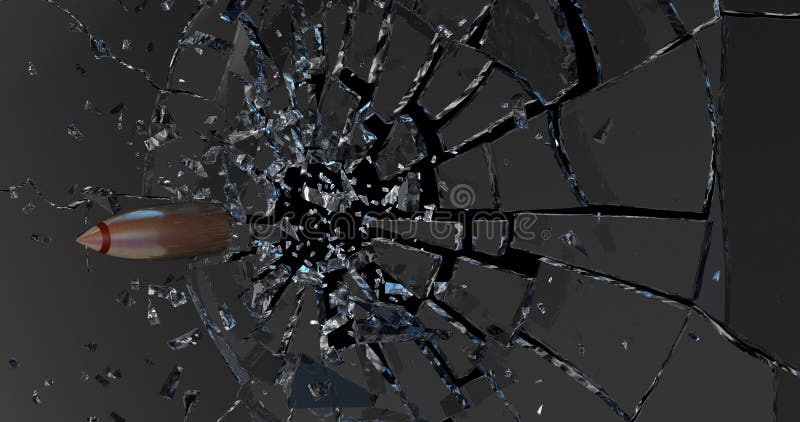 Bullet Shatters the Glass . 3D Render Stock Illustration - Illustration ...