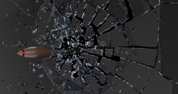 Bullet Shatters the Glass . 3D Render Stock Illustration - Illustration ...