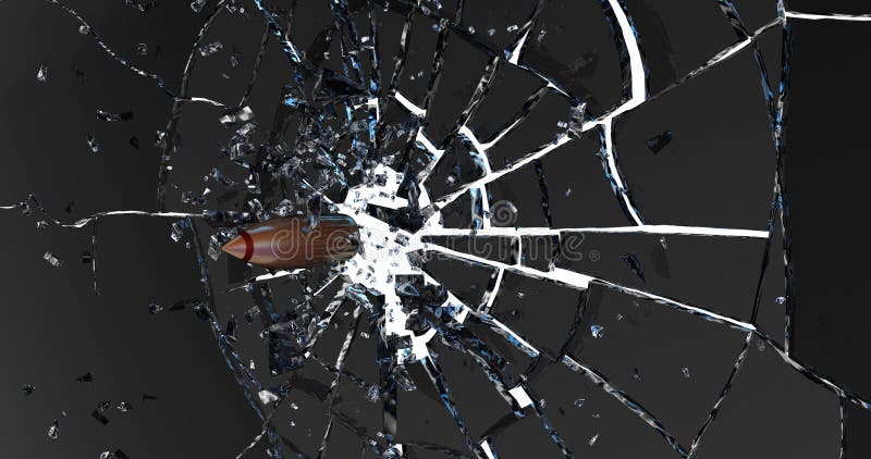 Bullet Shatters the Glass . 3D Render Stock Illustration - Illustration ...