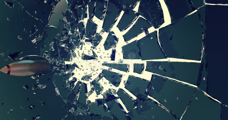 Bullet Shatters the Glass . 3D Render Stock Illustration - Illustration ...