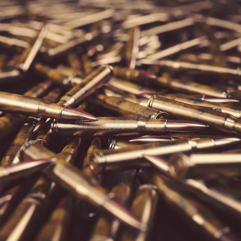 Bullet Shells Background- 3D Illustration Stock Illustration ...