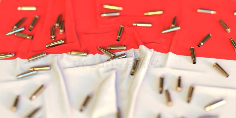 Bullet Shells on the Flag of Indonesia. War or Crime Related 3D ...