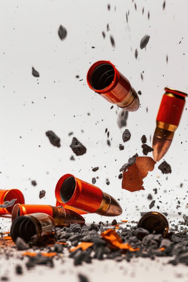 Bullet Shells Flying through the Air, Suitable for Action Scenes Stock ...