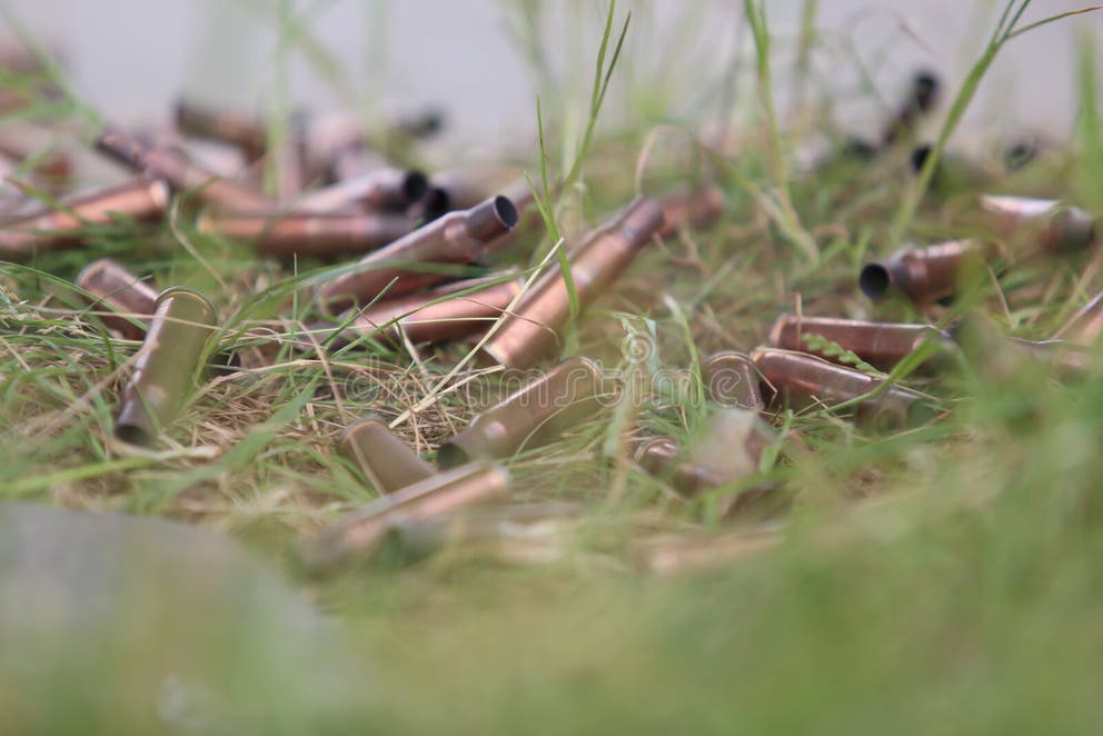 Bullet Shells Ground. Cases of Bullets Lying on the Floor of Artificial ...