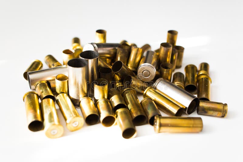 Bullet Shells on a White Background Stock Photo - Image of shells ...