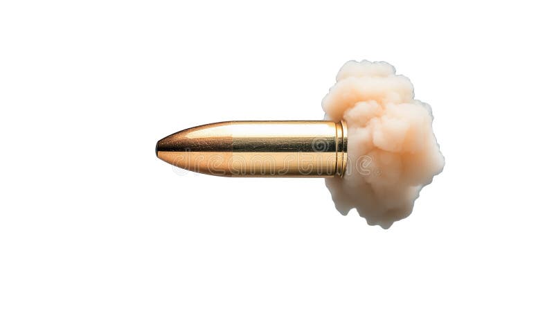 Bullet with Smoke Cloud Effect on Transparent Background Stock Image ...