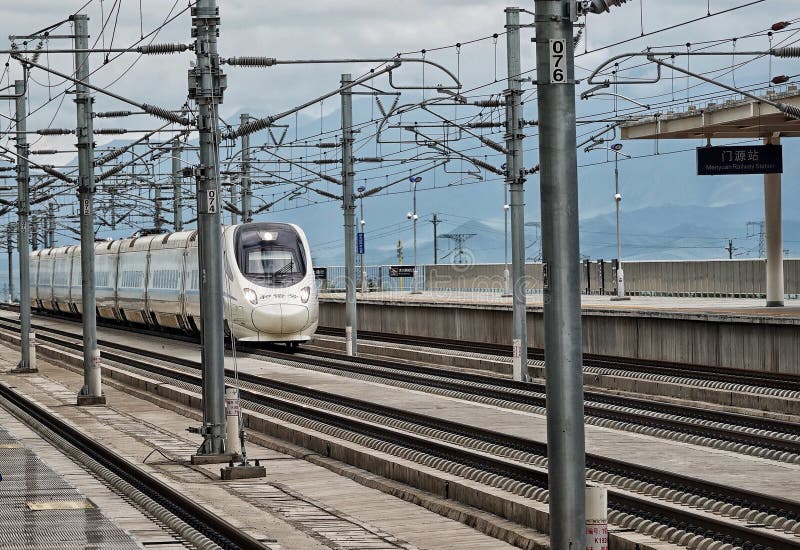 Bullet train in china editorial photography. Image of highland - 121195907