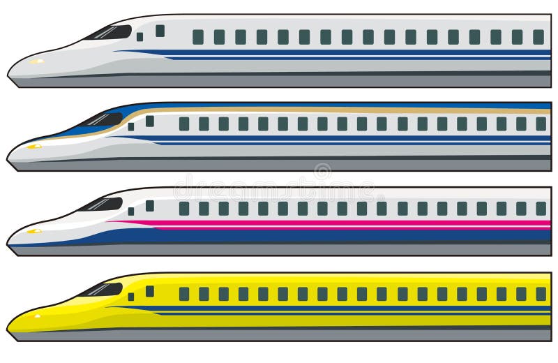 Set of Trains Vector Illustration. Steam Train, Speed Express and ...