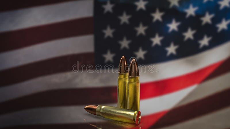 The Bullet on Usa Flag for Law or Crime Concept 3d Rendering Stock ...
