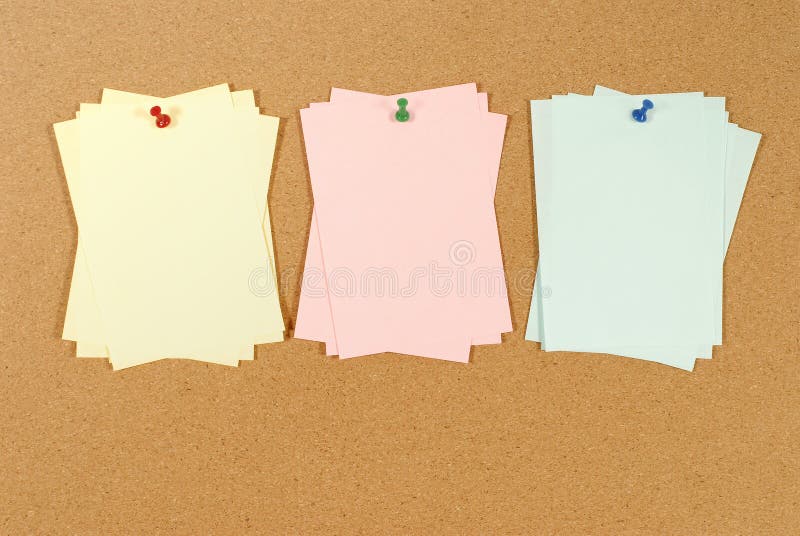 Post it Style Sticky Notes Pinned To a Cork Notice Board Background ...