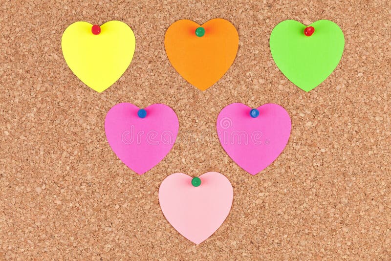 Bulletin Board with Empty Heart Form Notes Stock Photo - Image of ...
