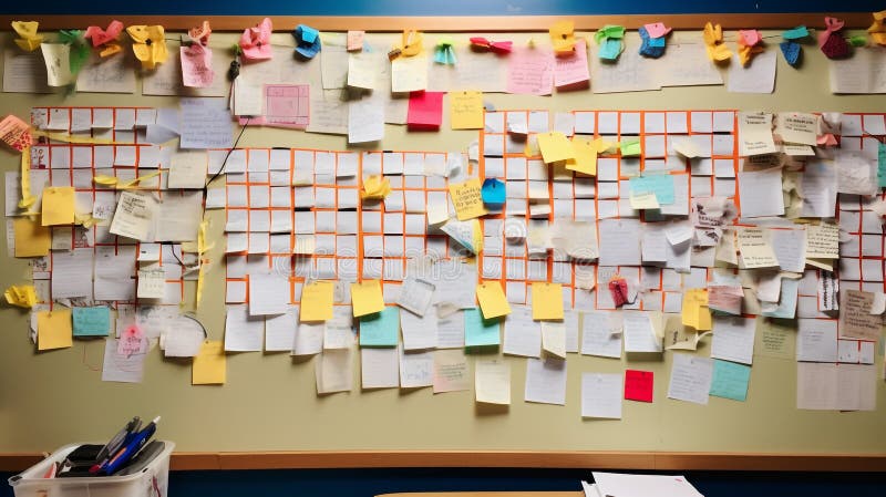 Bulletin Board Filled with Notes Stock Illustration - Illustration of ...