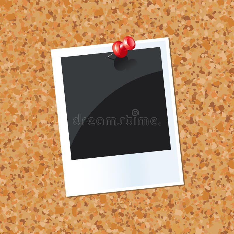 Bulletin Board with a Photo Frame with Red Pin Stock Vector ...