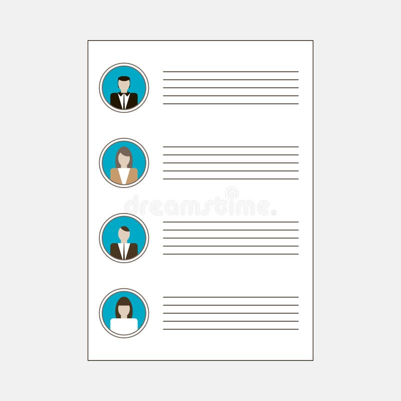 Bulletin with Candidate Avatars and Entry Lines Stock Vector ...
