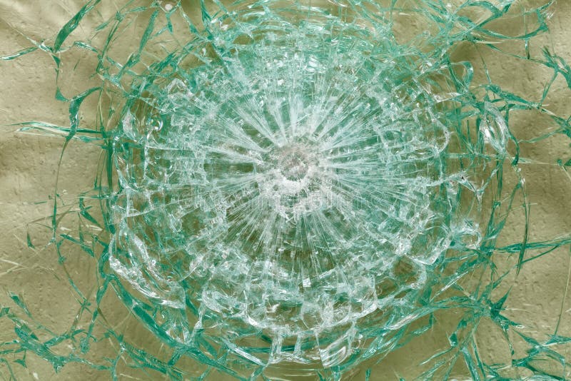 Bulletproof Glass after the Shooting with Traces of Bullets, Test Stock ...