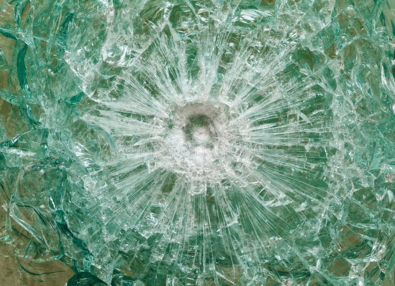 Bulletproof Glass after the Shooting with Traces of Bullets, Test Stock ...