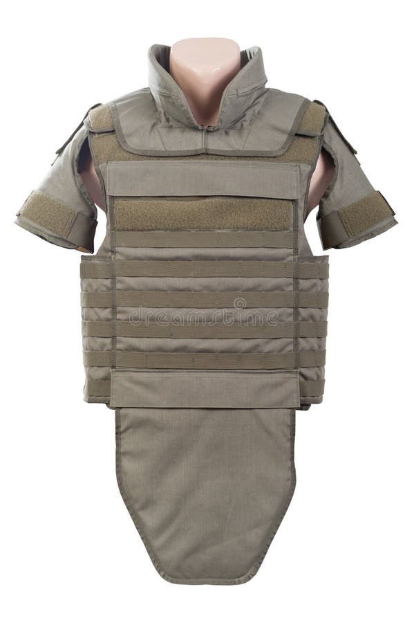 Heavy Bulletproof Vest Isolated Stock Image - Image of kevlar, green ...
