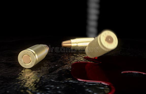 Bullets in the blood stock illustration. Illustration of ammo - 32328483