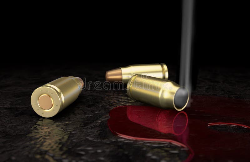 Bullets in the blood stock illustration. Illustration of ammo - 32328483
