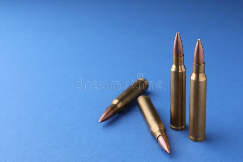 Bullets on Blue Background, Closeup. Space for Text Stock Photo - Image ...